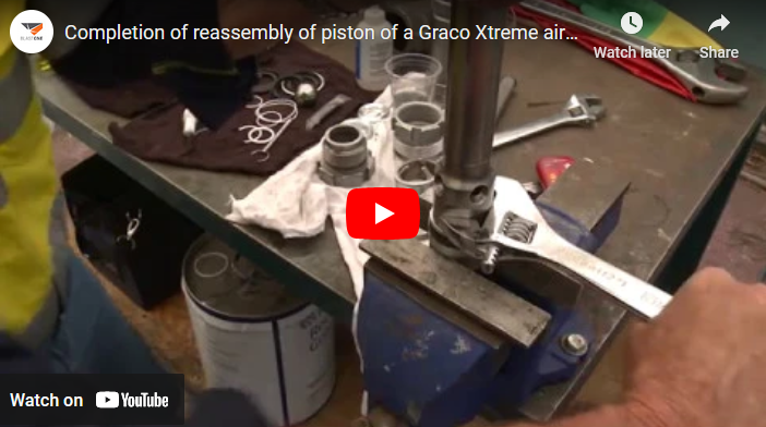 Completion of reassembly of piston of a Graco Xtreme airless sprayer ...
