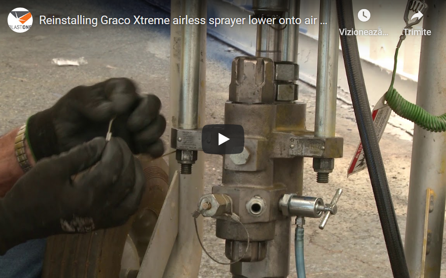 Reinstalling Graco Xtreme airless sprayer lower onto air motor » Blast Booths Spray Paint Booths ...