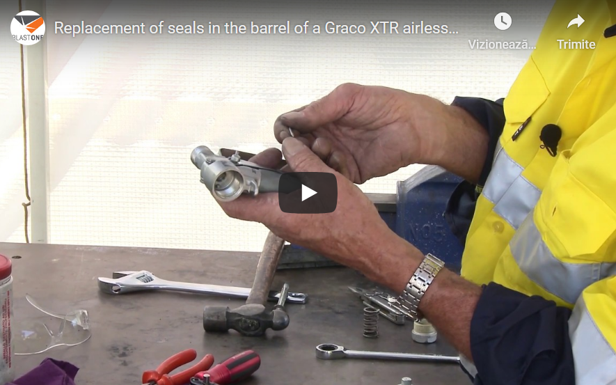 Replacement of seals in the barrel of a Graco XTR airless spray gun ...